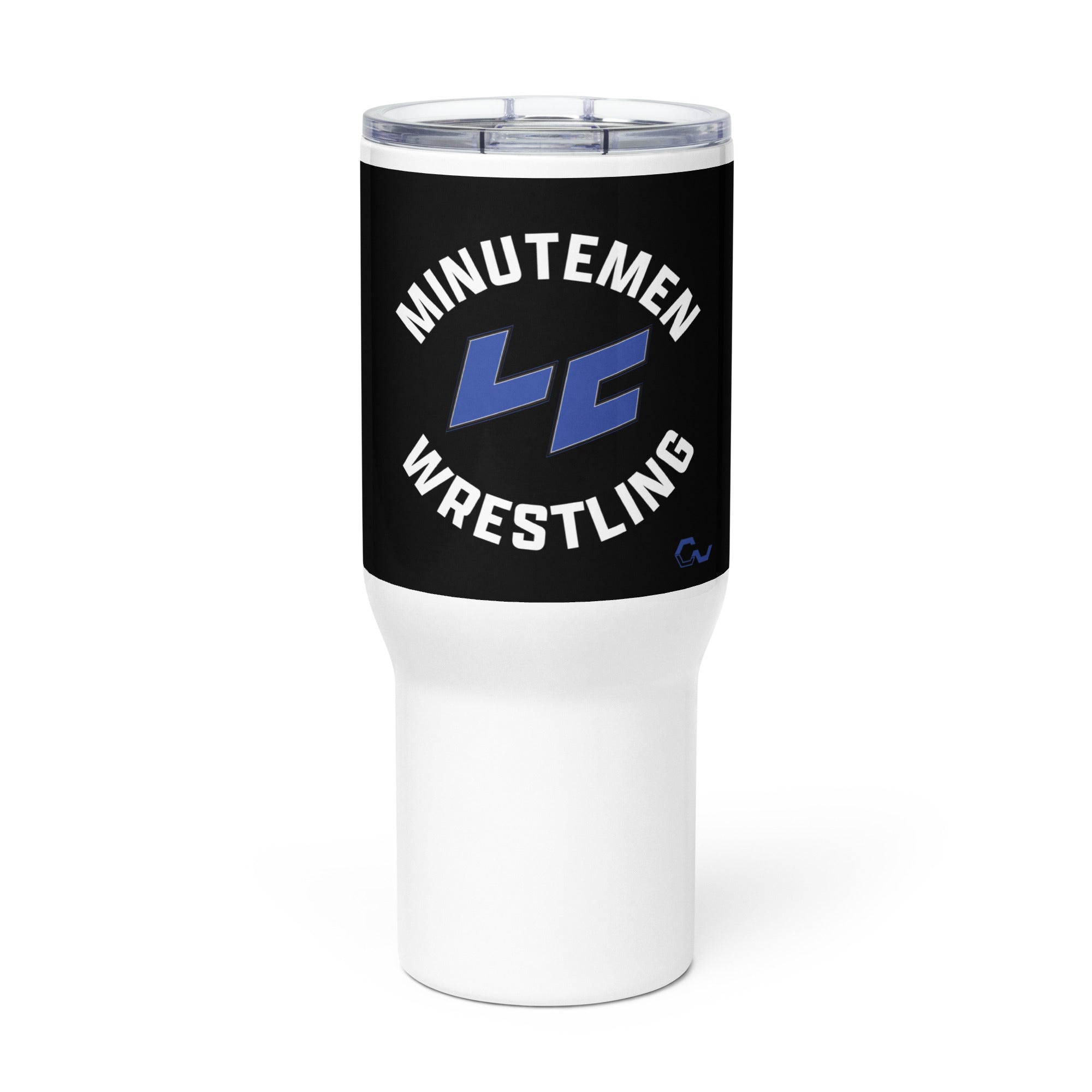LC Minutemen Wrestling Travel Mug with Handle | Chain Wrestling